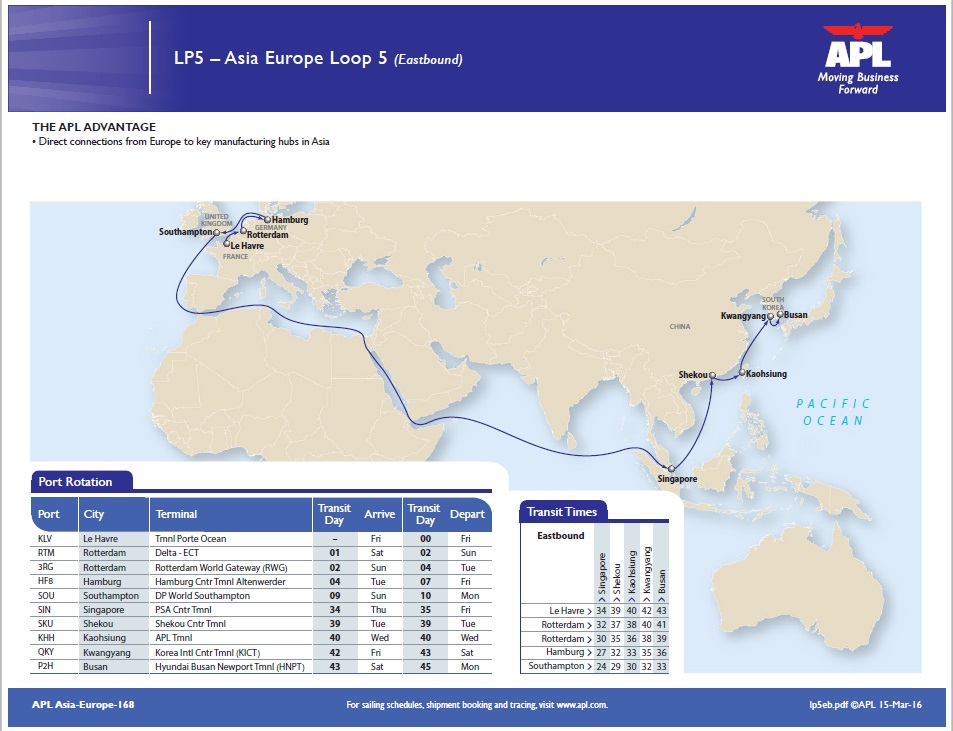 APL: Service overview Europe to Asia LP5 - Oceanwide Logistics Global ...